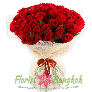 50 Red Roses Bouquet * Same Day Delivery * Florist-Bangkok